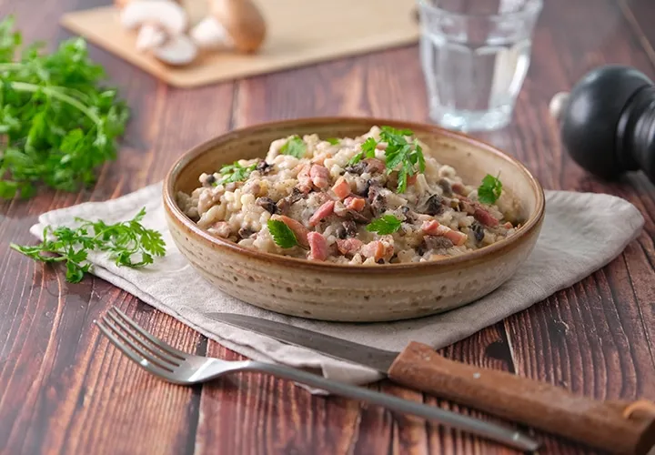 Recette Risotto aux lardons et champignons Cookeo | Herta