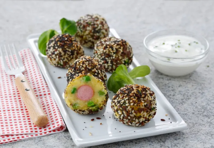 Recette Boulettes Knacki purée et petits pois | Herta