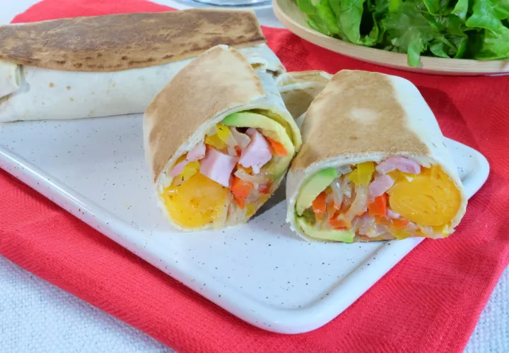 Recette Burritos aux légumes grillés, allumettes et cheddar | Herta