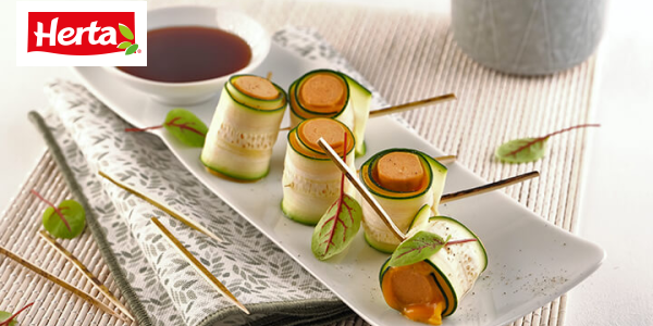 Recette Roulés végétariens courgette, cheddar, Knacki Veggie | Herta