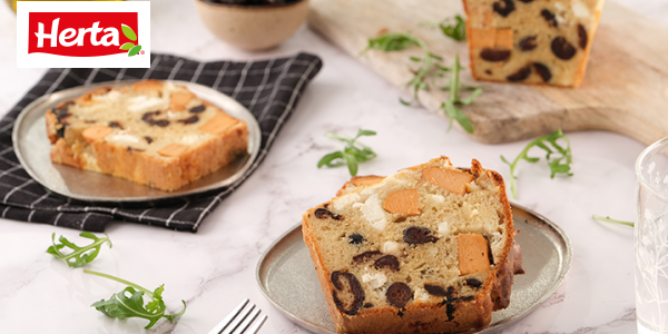 Recette Cake olives feta Knacki Veggie | Herta