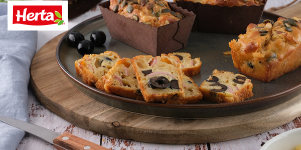 Recette Mini Cake salé aux olives et comté râpé | Herta