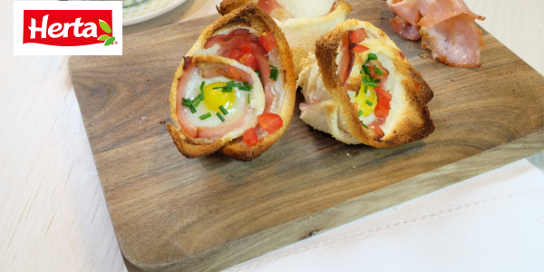 Recette Cornets de pain de mie, œuf-bacon | Herta