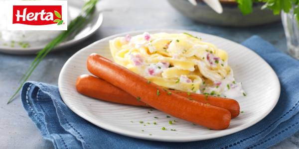 Recette Tagliatelles au Knacki Veggie et fromage de chèvre | Herta